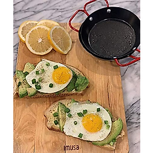 IMUSA USA Paella Pan, 6", Black with Red Handles