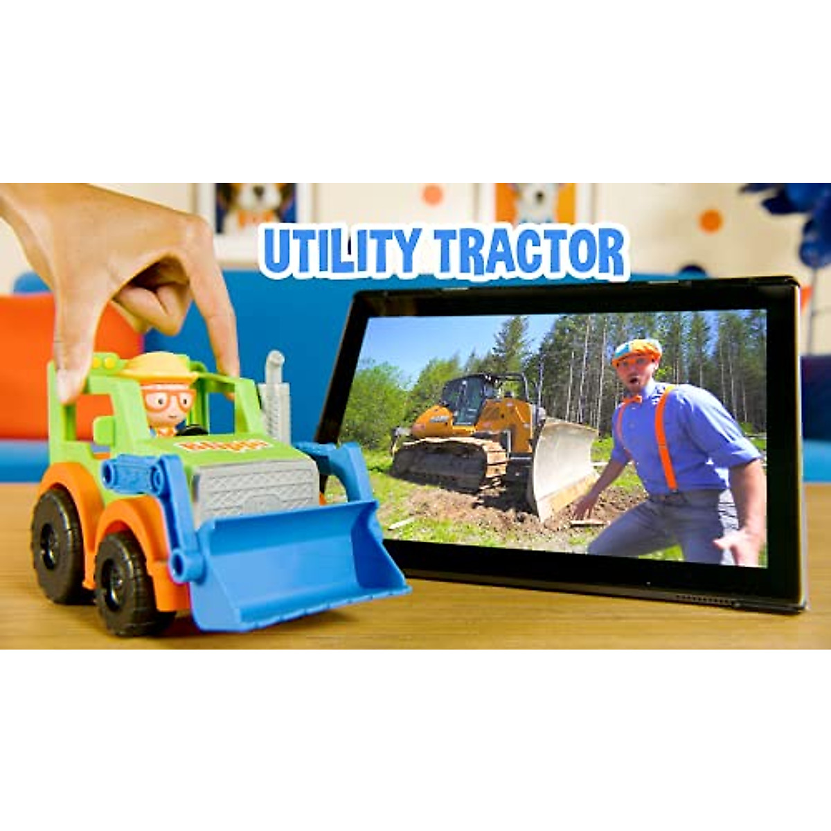 Blippi Tractor - Fun Vehicle with Freewheeling Features Including 3-inch Farmer Figure - Educational Vehicles for Toddlers and Young Kids