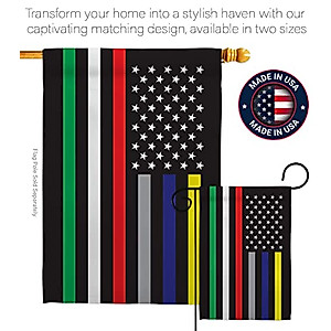 Americana Home & Garden US First Responders Line Garden Flag EMT Paramedic EMS Nurse Emergency Medical Technician Supoort House Decoration Banner Small Yard Gift Double-Sided, Made in USA
