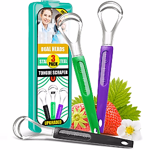 CATACC PRO 3 Pack Metal Tongue Scraper for Kids, Durable Stainless Steel Tongue Scraper Cleaner for Adults - with Travel Case