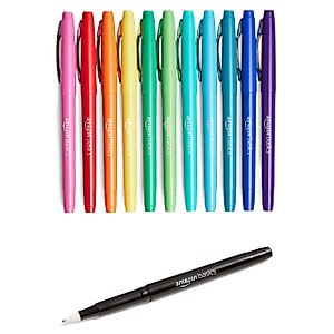 Amazon Basics Felt Tip Marker Pens - Assorted Color, 12-Pack