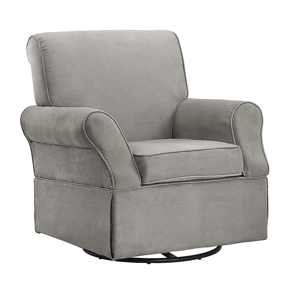Baby Relax Kelcie Swivel Glider Chair and Ottoman Set, Gray Microfiber, 2 Count