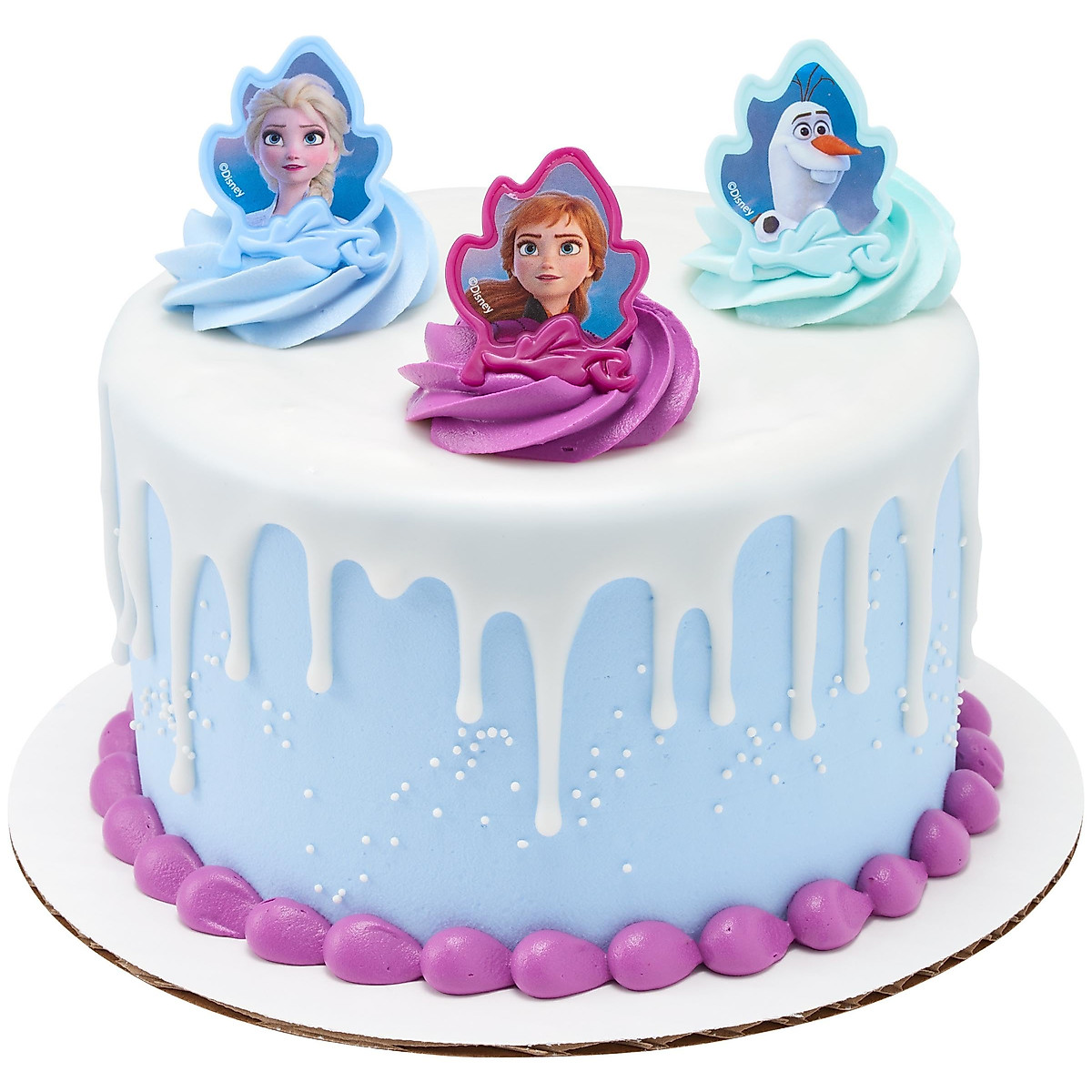 DecoPac Frozen II Rings, Cupcake Decorations Featuring Elsa, Anna, And Olaf For Birthday And Christmas Celebrations - 24 Pack