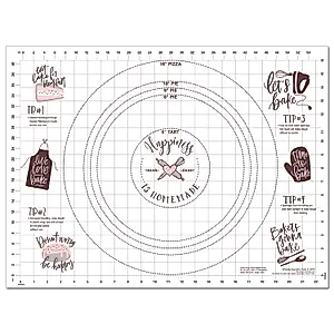 Cut N' Funnel Large Premium Pastry Mat made of Non-slip Food Grade Flexible Plastic for Rolling, Kneading, Shaping and Cutting Dough, 24” x 18” Made in the USA Happiness is Homemade by Chop Chop