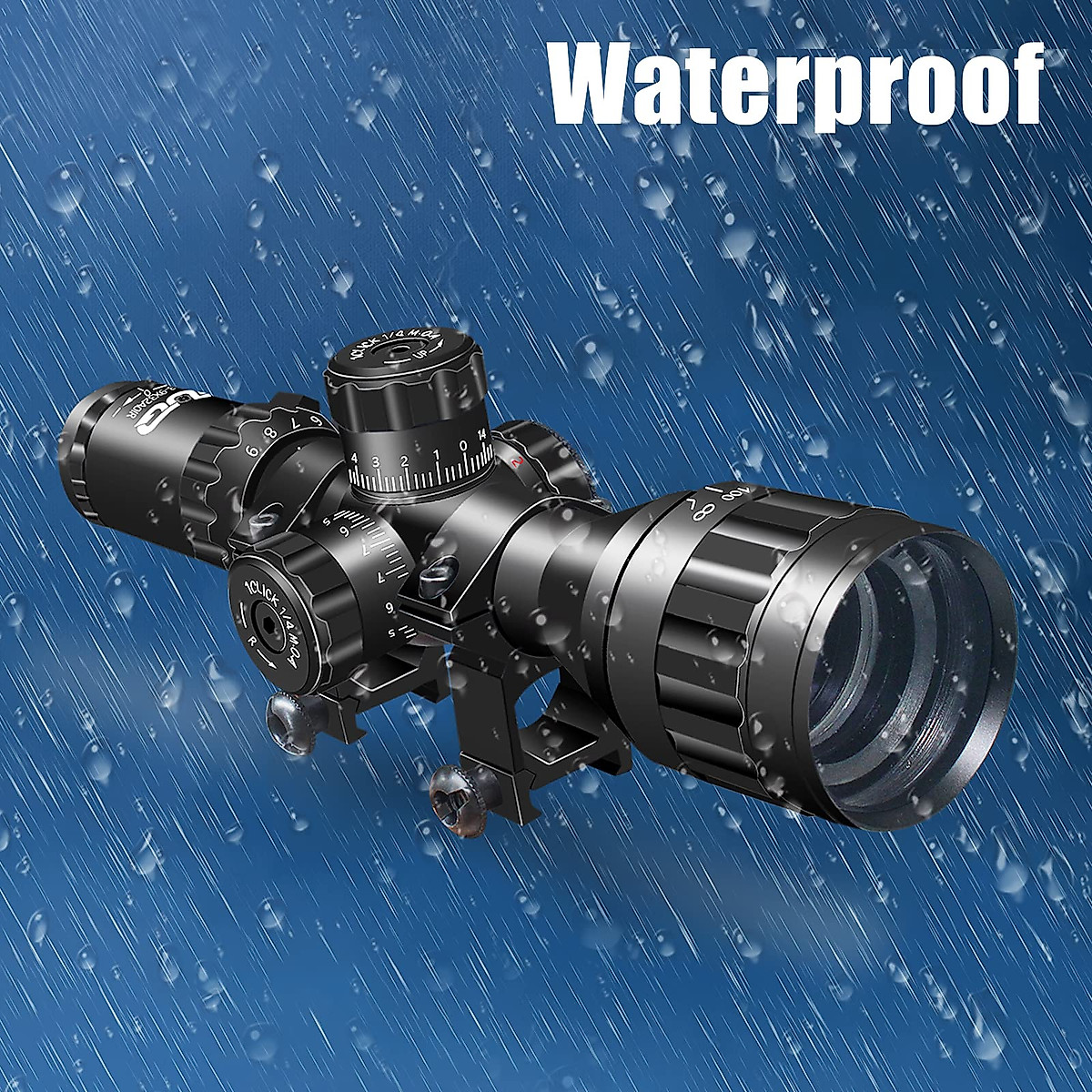 UUQ 3-9x32 Tactical Rifle Scopes,Front AO (Parallax Adjustment) Red Green Illuminated, Mil-dot Reticle,Locking/Hold Zero Turrets, High Profile Mount Rings (12 Month Warranty)