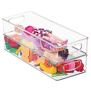 iDesign BPA-Free Plastic Pantry and Kitchen Storage, Freezer and Fridge Organizer Bin with Easy Grip Handles – 16" x 6" x 3", Clear