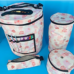 BEST Yarn Storage Bag Organizer Crochet Knitting Craft DIY Project Holder Tote for EXCEPTIONAL Organization - Lightweight STYLISH & Portable (Rose Pink)