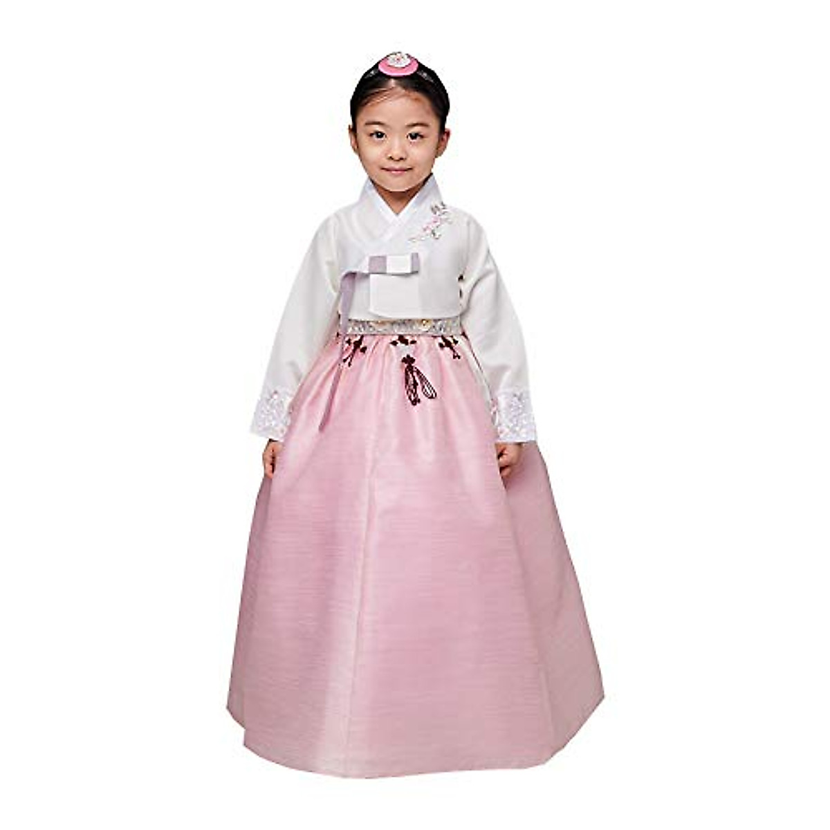 Girl Baby Hanbok Korea Traditional Dress First Birthday Party Clothing Ivory Jacket Peach Skirt jsm29 (4 Ages)