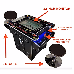 Top Us Video Arcades Full Size Commercial Grade Cocktail Arcade Machine 2 Player Retro 60 Games 22" LCD Screen Tempered Glass 2 Stools Included 5 Year Warranty Black