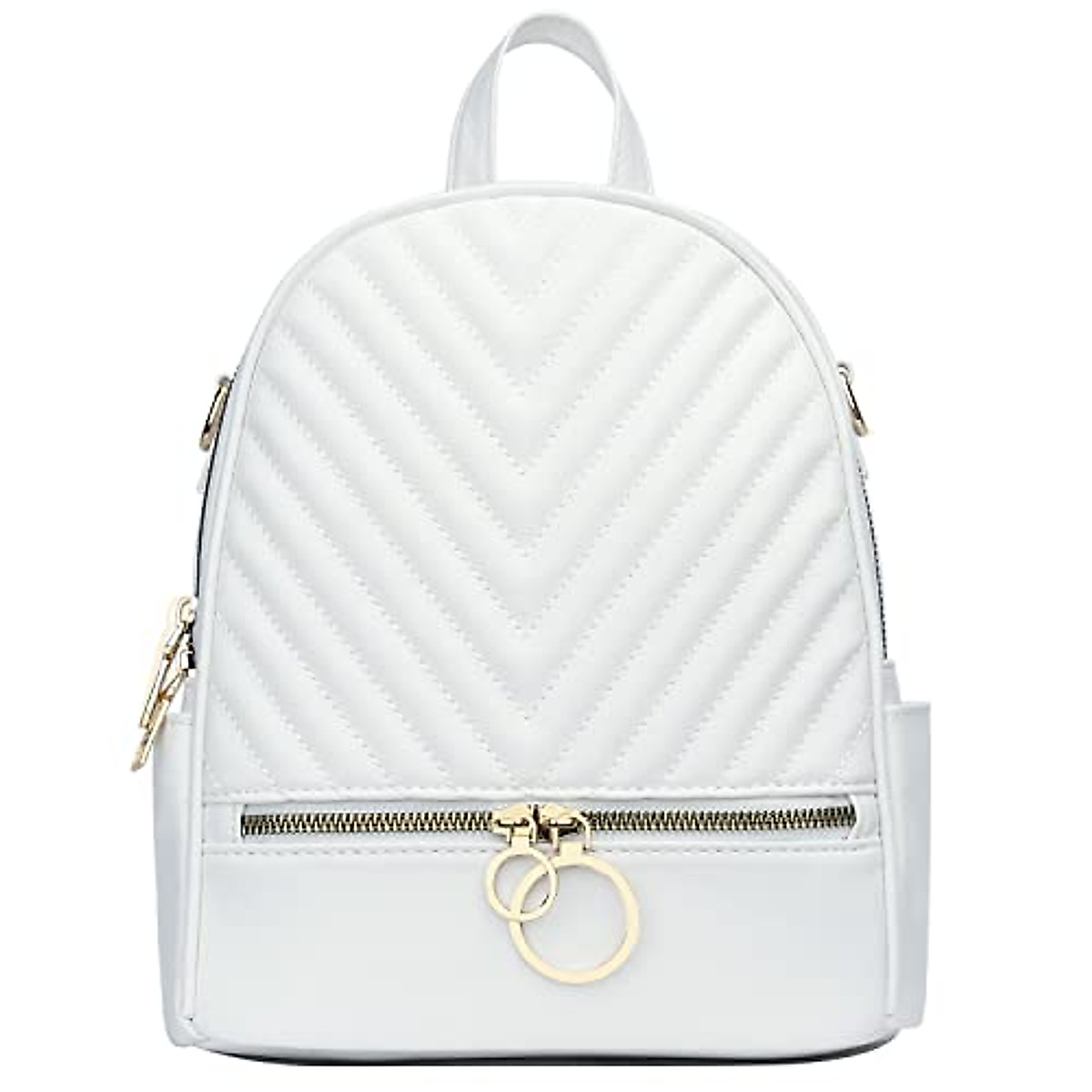 KKXIU Convertible Mini Leather Backpack Purse For Women and Teen Girls Small Quilted Daypack with Colorful Strap (A-white)