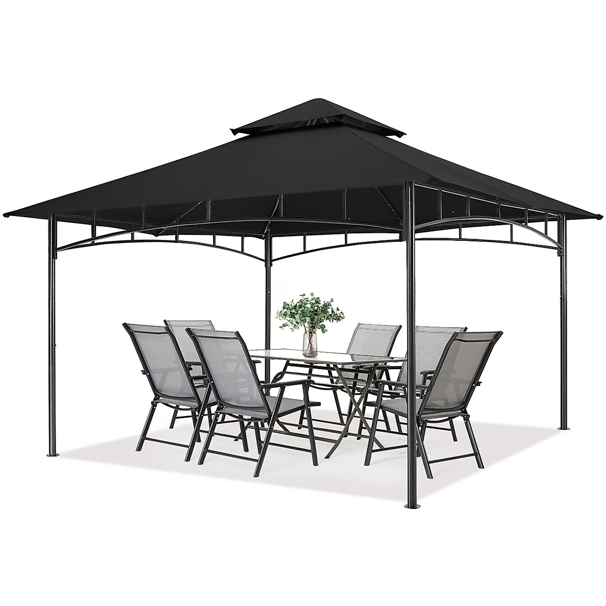 MASTERCANOPY Outdoor Garden Gazebo for Patios with Stable Steel Frame(10x12, Black)