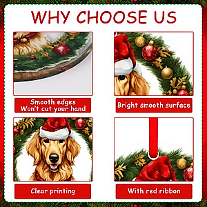 SICOHOME Golden Retriever Christmas Ornament Golden Retriever Gifts for Women and Dog Lovers Golden Retriever Xmas Tree Ornaments Round Ornament with Gift Box Xmas Present for Retrievers Lovers Gift