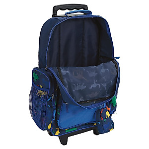 Lillian Vernon Personalized Rolling Luggage for Kids, 5-Pocket Dinosaur Suitcase Set With Clip-On Pouch, Customizable Boys Travel Carrier on Wheels, 6W x 15.5L x 23”H