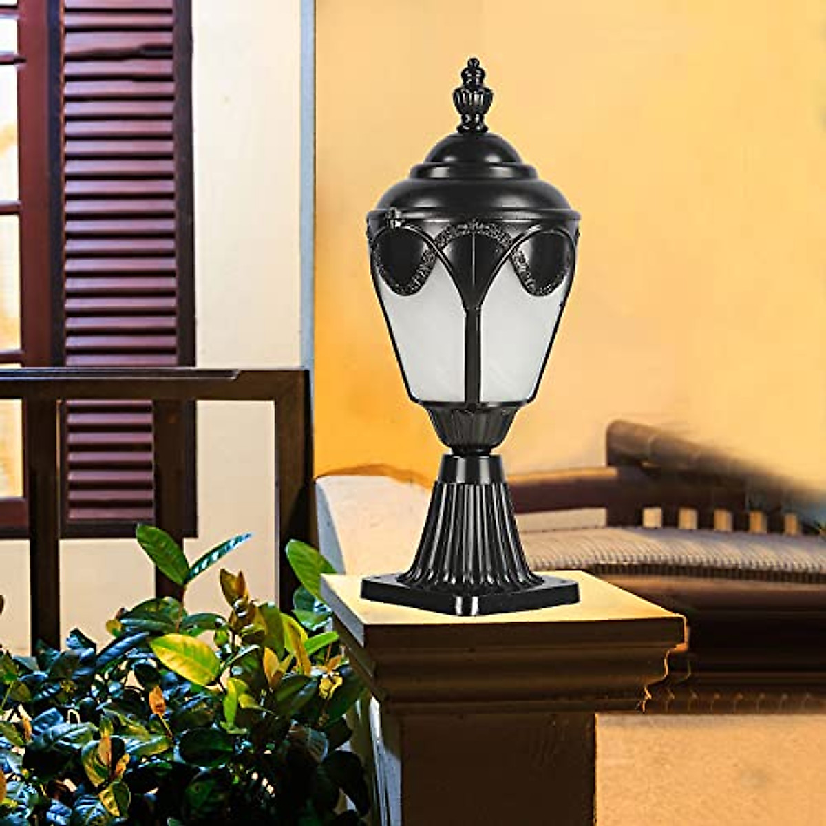 CZLZY Creative Modeling Aluminum Column Light European Style E27 Pillar Lamp Outdoor Post Light Fixtures Waterproof IP55 Glass Lampshade Villa Garden Landscape Light Lawn Lamp