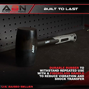 ABN Rubber Mallet 32 Ounce - Shock-Absorbing Fiberglass Handle with Textured Cushion Grip for All Jobs