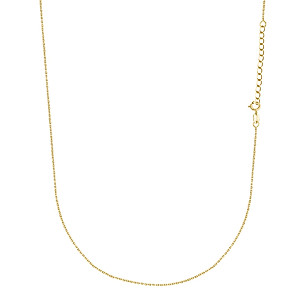 Ritastephens 14k Yellow Gold Cable Link Adjustable Chain Necklace 13" to 15" Inches