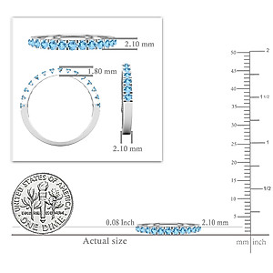 Dazzlingrock Collection 0.52 Carat (ctw) Round Blue Topaz Ladies Half Eternity Style Wedding Stackable Band 1/2 CT | 14K White Gold, Size 6.5