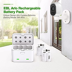 EBL Rechargeable Batteries Compatible with Arlo, CR123A Camera Batteries 2 Packs (3000mAh) and Battery Charger Work with Arlo Wireless Security Cameras(VMK 3200/VMC3030/VMS3330/3430/3530/) Upgraded