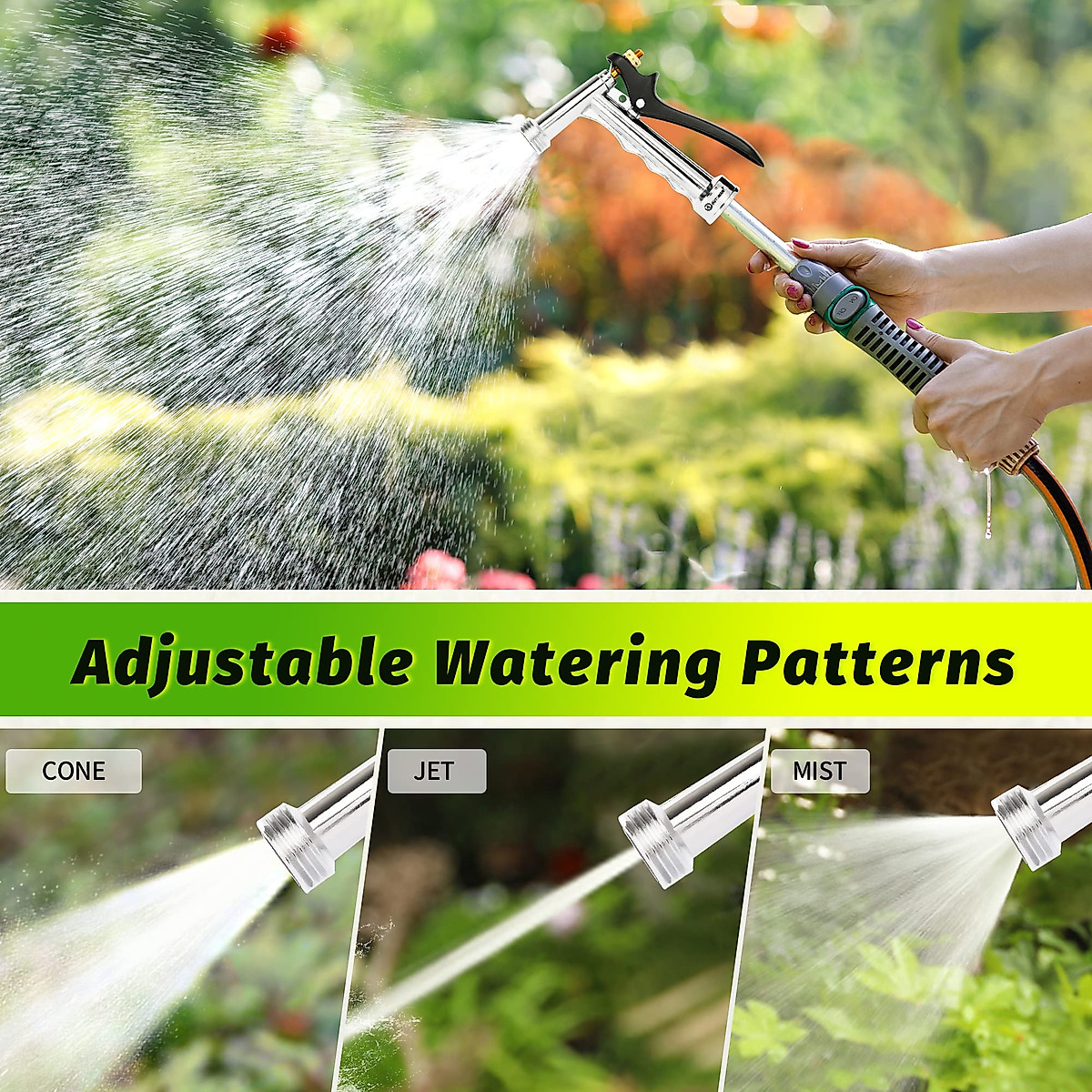 AUTOMAN Garden Hose Nozzle, 1 Pack High Pressure Nozzle, Full Size Pistol Grip Water Sprayer with Threaded Front, Adjustable Spray Water Flow for Car Washing, Plants Watering, Pets Showering, Cleaning