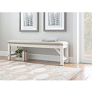 Powell Company Powell Turino Distressed White Dining Bench