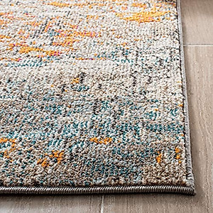 SAFAVIEH Madison Collection Area Rug - 9' x 12', Grey & Orange, Modern Abstract Design, Non-Shedding & Easy Care, Ideal for High Traffic Areas in Living Room, Bedroom (MAD460F)