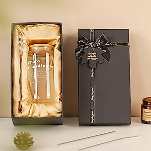 Chaos Coordinator, Boss Gifts for Women Thank You Gifts for Coworkers on Birthday Christmas Boss Day... Appreciation Gifts for Teachers Employee Office Manager Mom Friend Men, 16oz Glass Cup Gifts