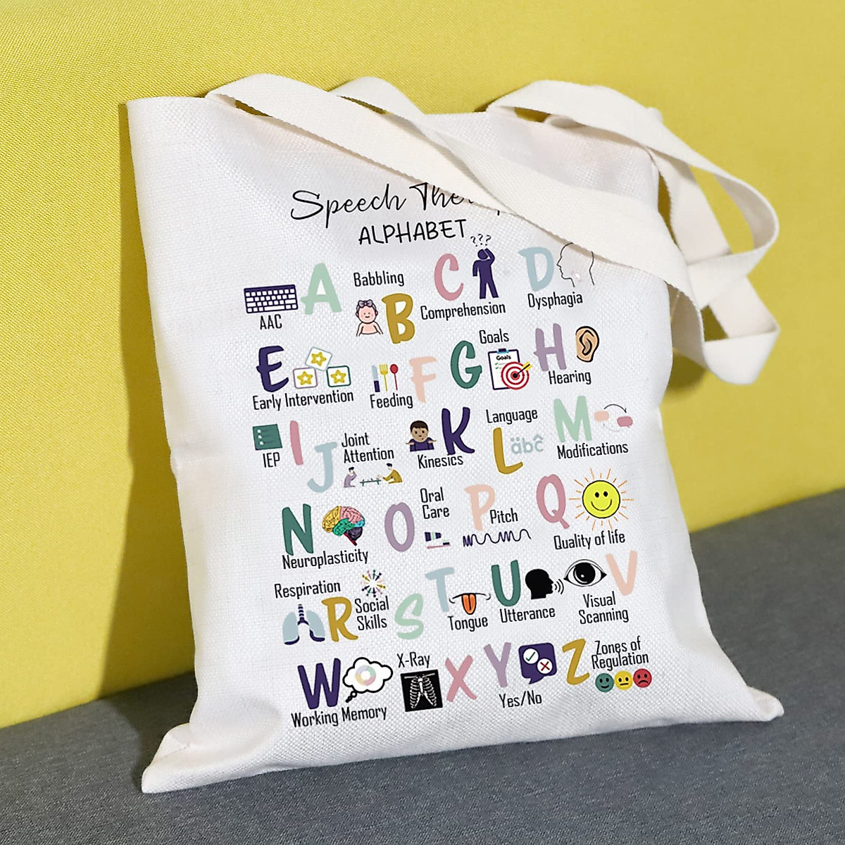 MNIGIU Speech Therapy Tote Bag SLP Gift SLP Thank You Gift Speech Language Pathologist Gift SLP Graduation Gift (Shopping Bag)