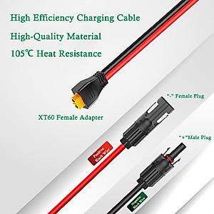 MaxEnergy Solar Panels to XT60 Connector Charge Extension Cable 10AWG Solar Connector to XT60 Adapter Cable for Solar Panel to Portable Power Station Solar Generator