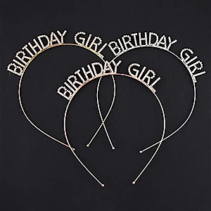 Rhinestone Birthday Girl Headband Hairband Birthday Hair Band Hoop Birthday Head Wear Birthday Tiara Crown for Women Girls Silver