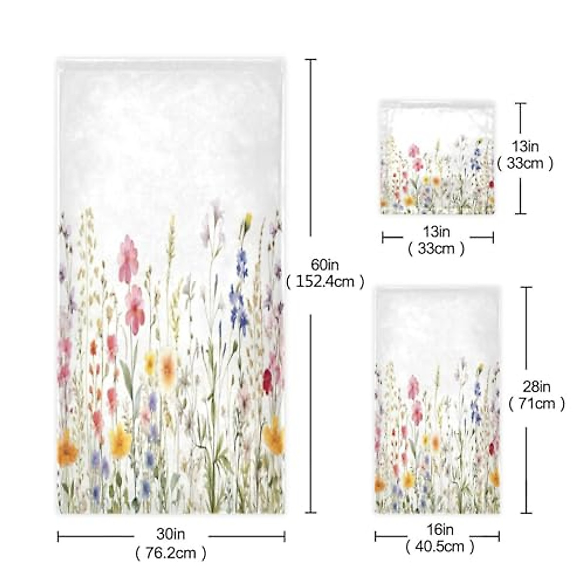 Flradish Watercolor Flowers Butterflies Towels 3 Pack Bath Towels for Bathroom Set Soft Cotton Highly Absorbent Lightweight & Quickdry Towel Set 1 Bath Towel,1 Hand Towel,1 Washclothe