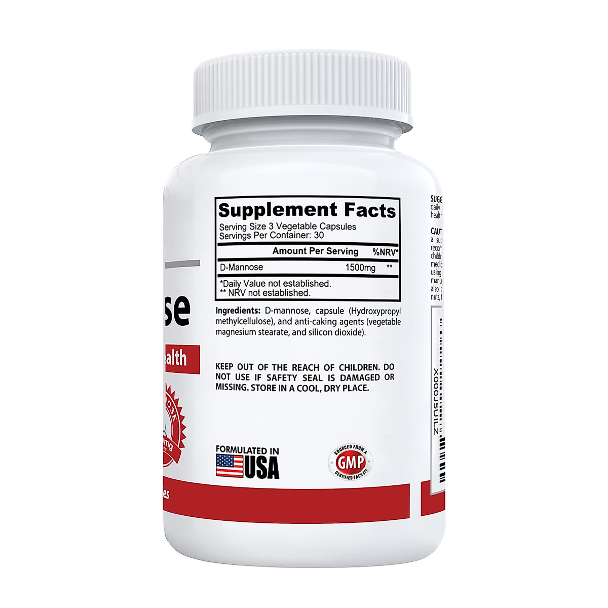 Nutracraft 1500mg Pure D-Mannose Supplement for Urinary & Bladder Health | No Preservatives or Gluten | Made in The USA | 90 Vegetarian Capsules