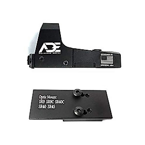 Ade Advanced Optics Mini RD3-006x Green Dot Reflex Sight for Ruger SR9,SR9C,SR40C,SR40,SR45 Pistol Mounting Plate That Replace Rear Sight