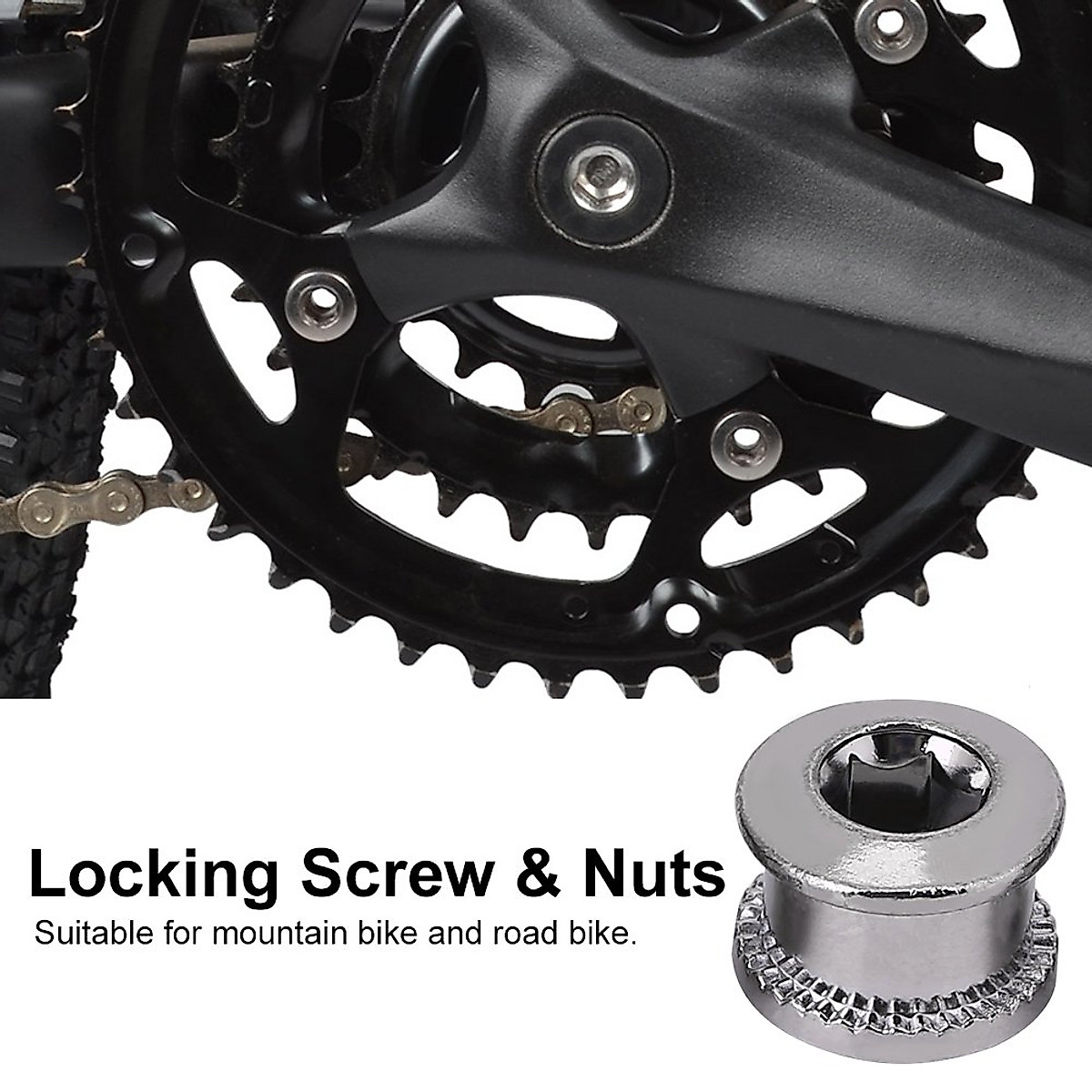 Steel Double Chainring Bolts, Crankset Screw Bolts, Mountain Bikes Road Chain Wheel Crankset Screws Double Chainring Bolts &amp; Nuts