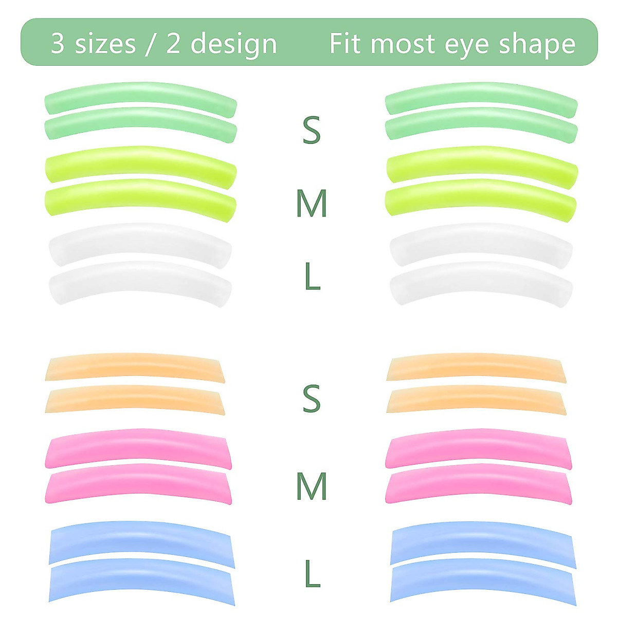 24 Pieces Eyelash Lifting Rods Eyelash Perming Pads Silicone Eyelash Perm Lift Pads Eyelash Curler Refills Pads for Eyelash Lifting (Small, Medium, Large)