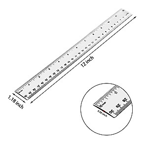 Hapeper 12 Inch Clear Plastic Straight Ruler Measuring Tool for Student School Office (10 Pack)