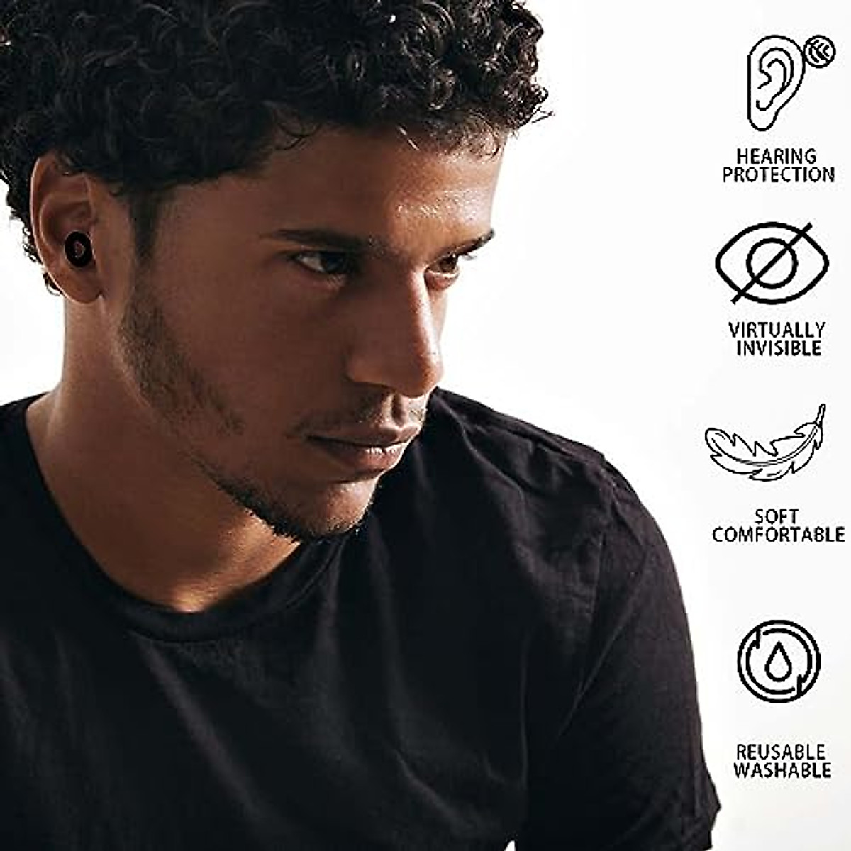 ORANDNOT Ear Plugs for Noise Reduction NRR 33dB, Soft Silicone Ear Plugs for Sleeping Noise Cancelling, Concerts, Motorcycle, Travel & Noise Sensitivity, 8 Ear Tips in XS/S/M/L (Black)