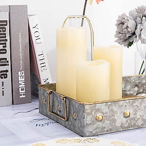 Efavormart 19"x9.5" Galvanized Metal and Wooden Decorative Serving Tray with Handle for Wedding Banquet Party Decoration