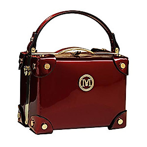 Fashion Women's Top Handle Satchel Handbags Leather Evening Bag Purses Small Hard Square Box Shoulder Bags (Red)