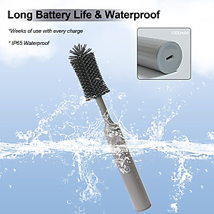 winforhour Electric Baby Bottle Brush with Electric Bottle Cleaner Set and Straw Brush,Suitable for Kitchen Brush and Baby Bottles,USB Rechargeable(Grey)