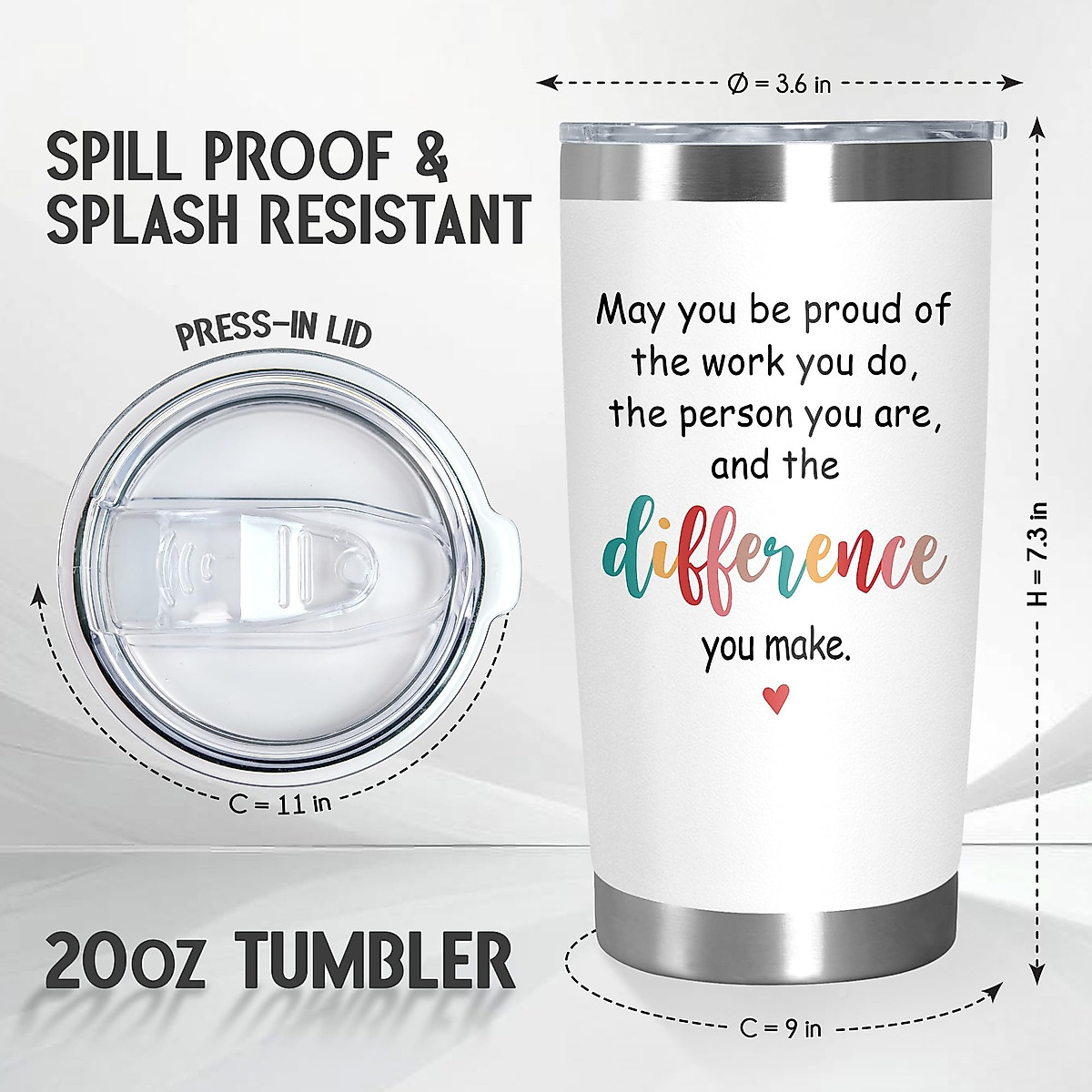 OASSIE Appreciation Gifts for Coworkers - 20 oz Stainless Steel Insulated Coffee Tumbler With Lid - Mothers Day Birthday Inspirational Thank You Gifts for Women Boss Lady Friends Employee Teachers