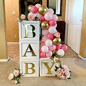 Baby Shower Decorations Baby Balloon Boxes Blocks with 30 Letters for Boy Girl 1st Birthday, Teddy Bear Baby Shower, Bridal Shower, Gender Reveal Party Decoration by QIFU