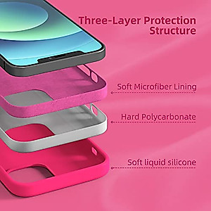 K TOMOTO Compatible with iPhone 12 Case/iPhone 12 Pro Phone Case 6.1 Inch (2020), [Silky and Soft Touch Series] Premium Liquid Silicone Gel Rubber Full-Body Protective Cover, Hot Pink
