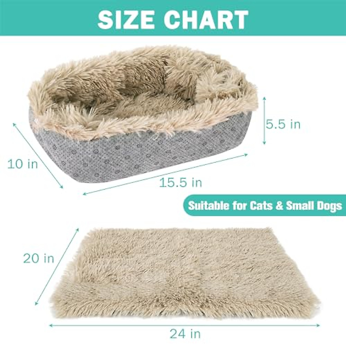 SCENEREAL Self-Warming Cat Bed Mat for Cats Small Dogs, Function 2 in 1 Soft Plush with Anti-Slip Bottom, Washable Pet Mat Autumn Winter Indoor Snooze Sleeping for Kittens Puppy Dog