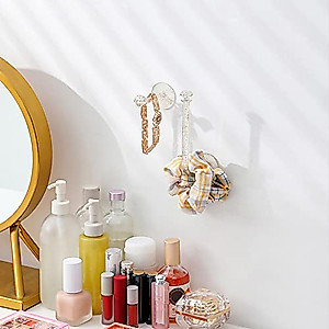 4 PACK Adhesive Scrunchie Holder Hair Accessories Clear Glitter Waterproof Organizer Wall Hooks Stick Scrunchies Holder Scrunchy Storage Stick Display Stand Wall Hook for Women Girl Headband Bracelet Necklace