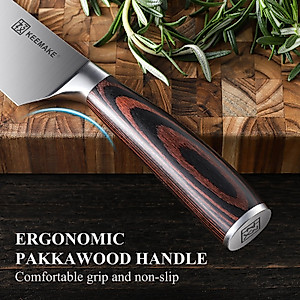 KEEMAKE Chef Knife 8 inch - Sharp Kitchen Knife High Carbon Stainless Steel Blade, Gyuto Knife Ergonomic Wood Handle, Professional Chef’s Knife for Home Kitchen and restaurant