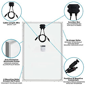 Mighty Max Battery 100 Watt 12 Volt Waterproof Polycrystalline Solar Panel Charger
