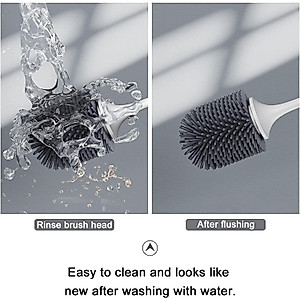 Lefree 2 Pack Silicone Toilet Brush,Homemod Toilet Bowl Brush and Holder Set with Ventilated Holder, Toilet Cleaner Brush for Bathroom,Floor Standing & Wall Mounted Toilet Scrubber Without Drilling