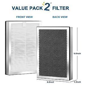 Replacement Filters 2 Pack,3-in-1 Filters Compatible with 25 Air Purifier Series Filter S1/W1/B1, H13 True HEPA and Activated Carbon Filters