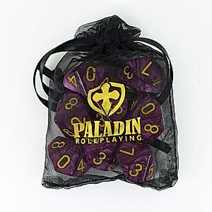 Paladin Roleplaying Maroon Pearl Dice - 8 D10 Set - 'Plum'