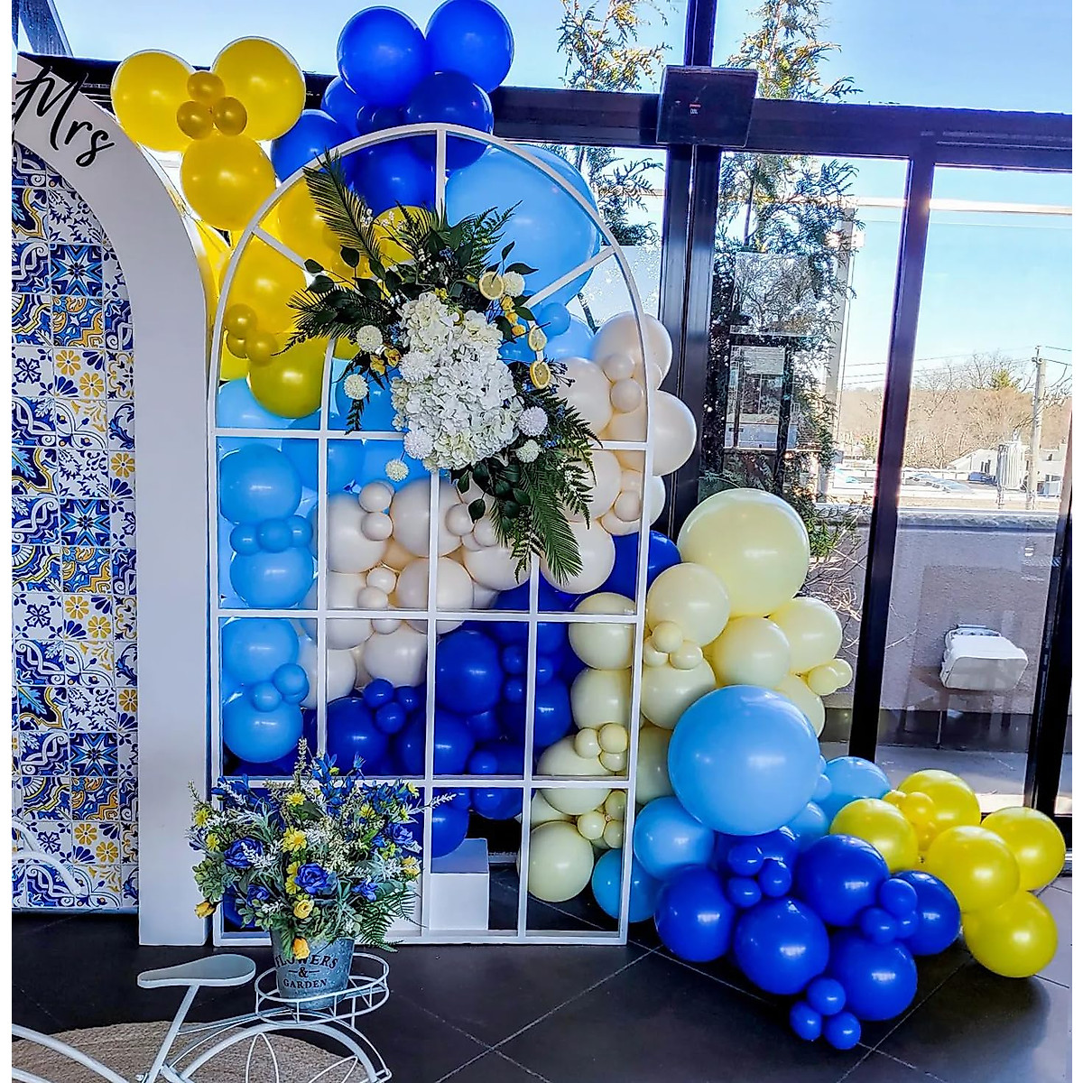 Enanal Lemon Balloon Garland Arch Kit, 153pcs Lemon Yellow Royal Blue and Dusty Blue Balloons for Lemonade Party Baby Shower Birthday Honeybee Party Supplies Bridal Shower Party Decoration (Lemon)